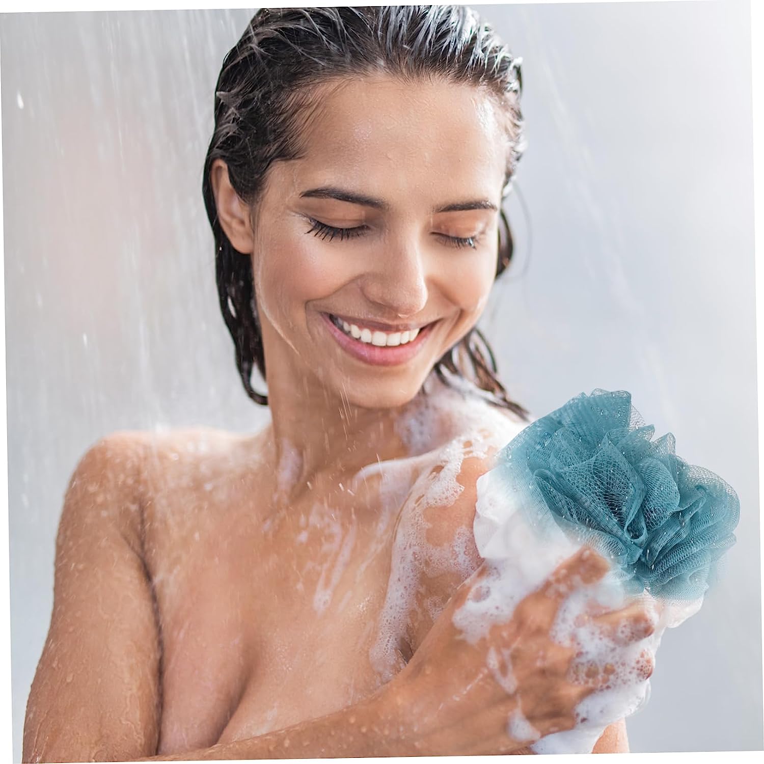 Set 4 bureti de baie, LXNZUHN, Fibre vegetale, Albastru - eMAG.ro