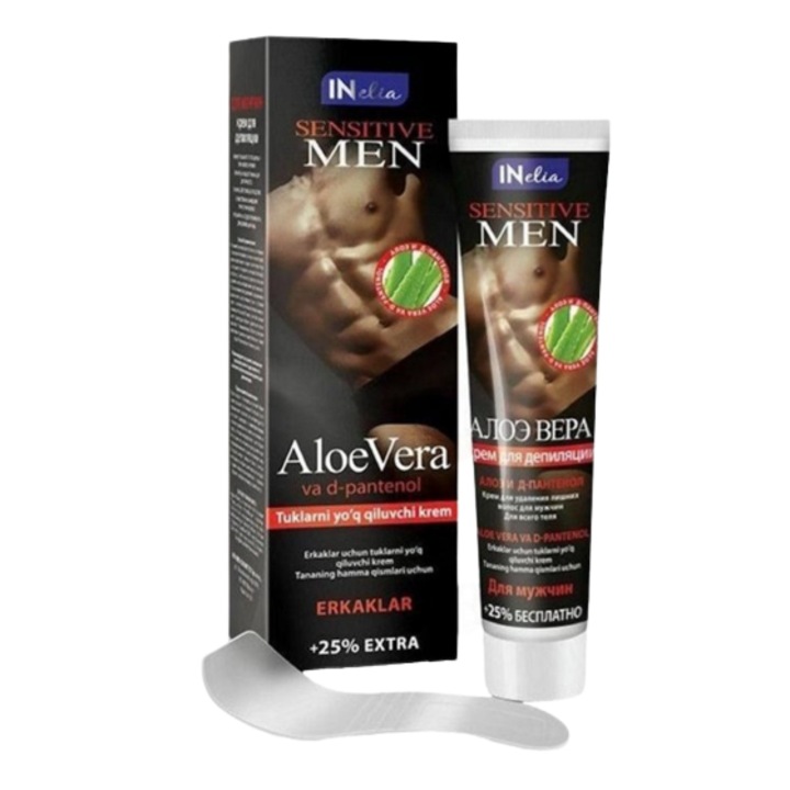 Crema depilatoare, Inelia, Aloe Vera, pentru barbati, 125ml - eMAG.ro