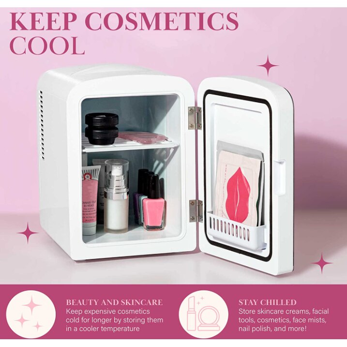 Mini frigider, Oglinda LED, 4 litri, portabil, 12 V, Alb - eMAG.ro