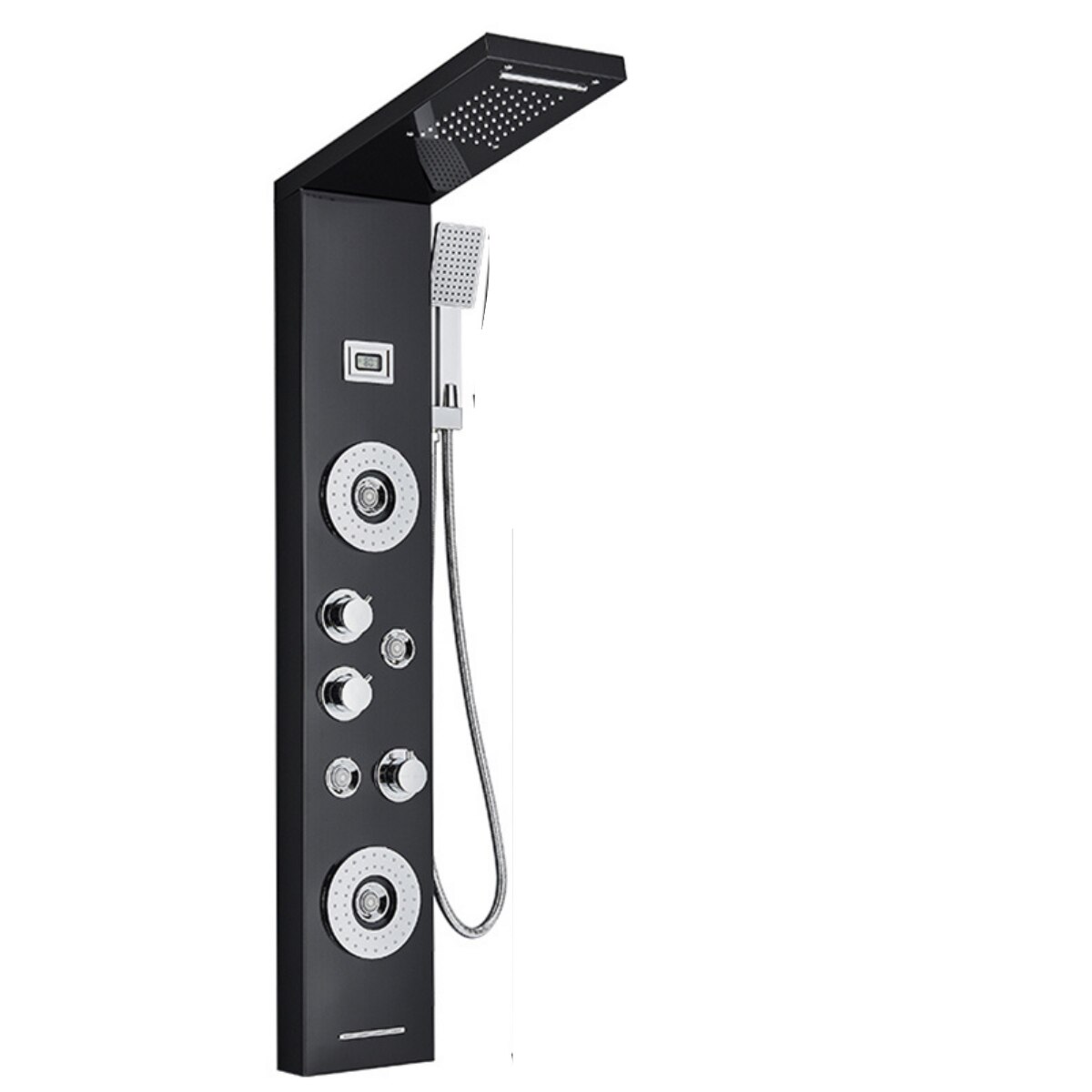 Panel de Dus Multifunctional, Negru, display temperatura, efect de ...