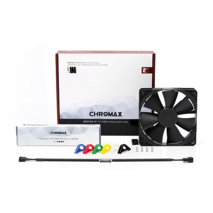 Вентилатор за компютър Noctua NF-F12-PWM.CH.BK.S, 120x120x25mm, SSO2 ...