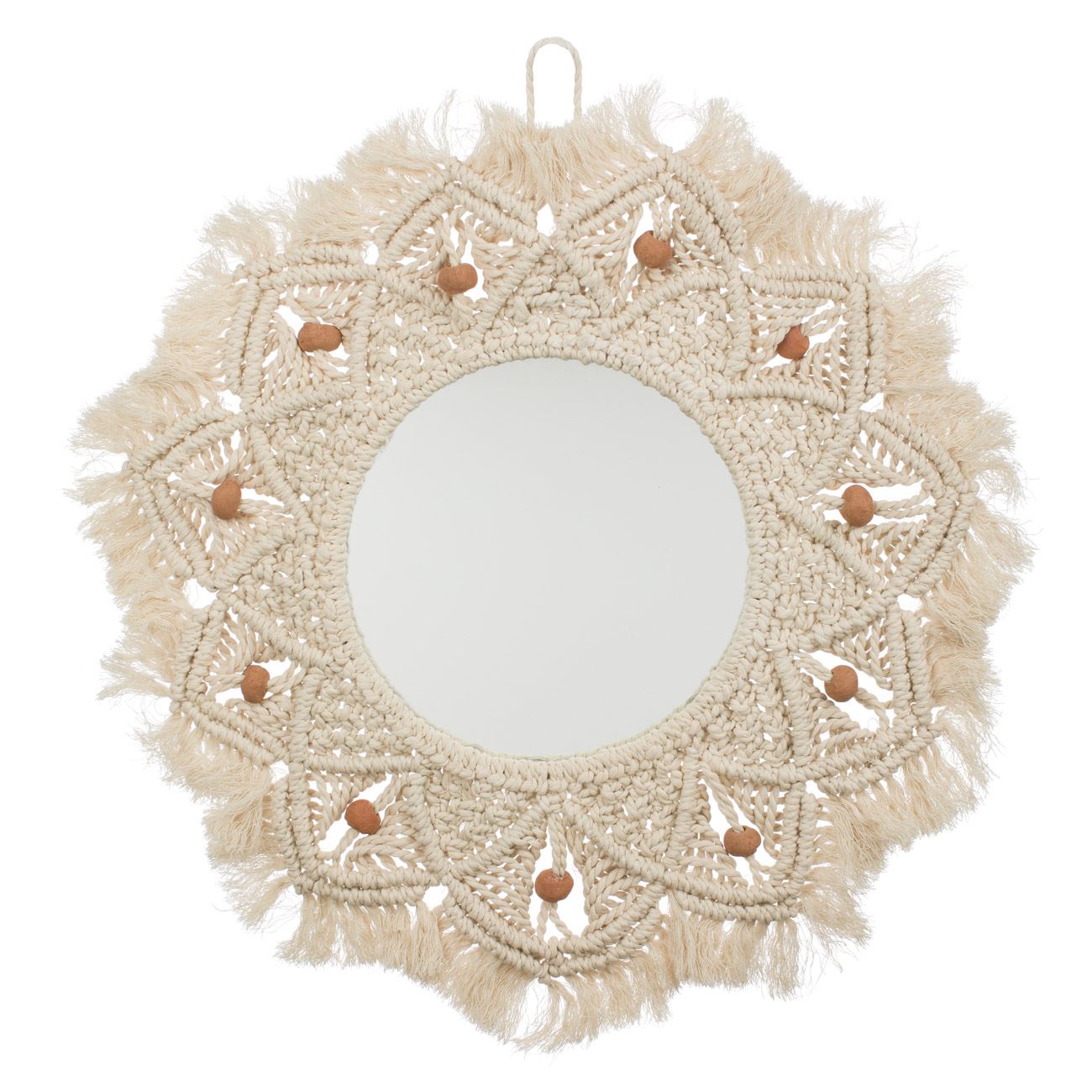 Oglinda de perete cu macrame, bej, 45cm - eMAG.ro