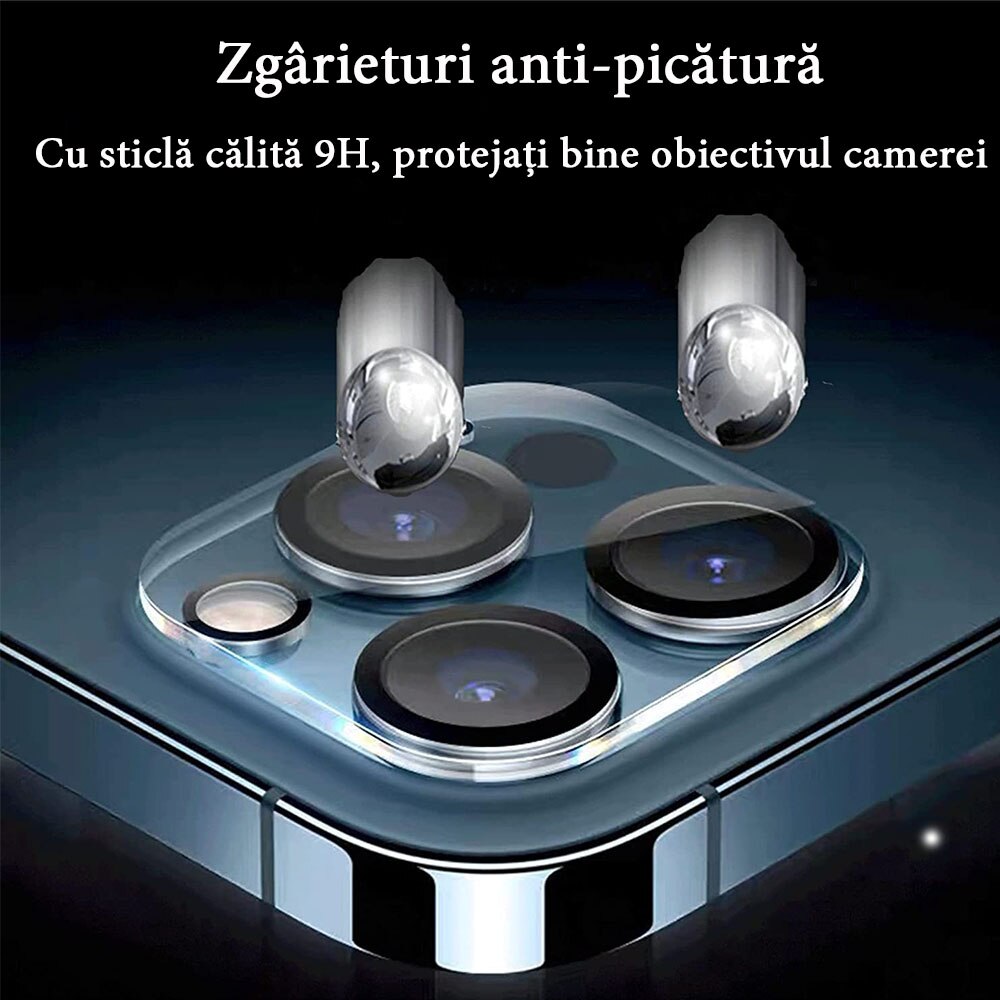 Set 2 folii protectie camera telefon, Sticla securizata, Compatibil cu ...