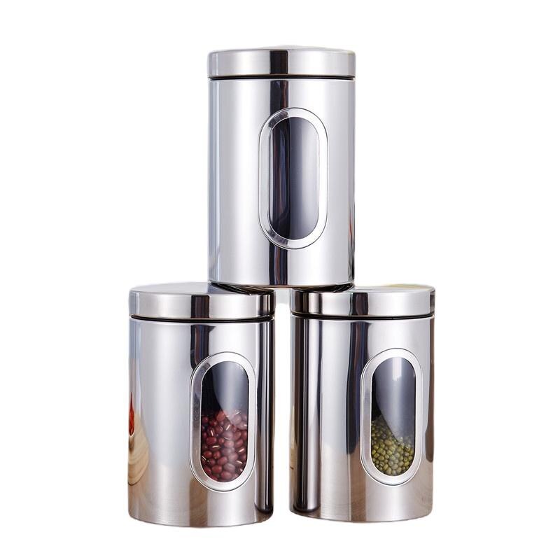 Set 3 recipiente de bucatarie, HSEM, Otel inoxidabil, Argintiu - eMAG.ro