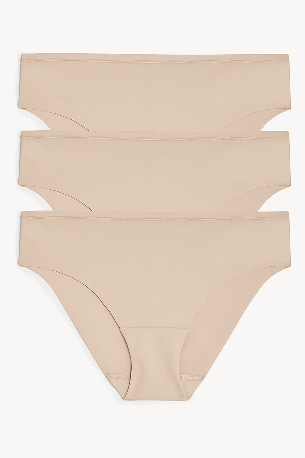 Marks & Spencer, Set de chiloti fara cusaturi - 3 perechi, Bej, 10 ...