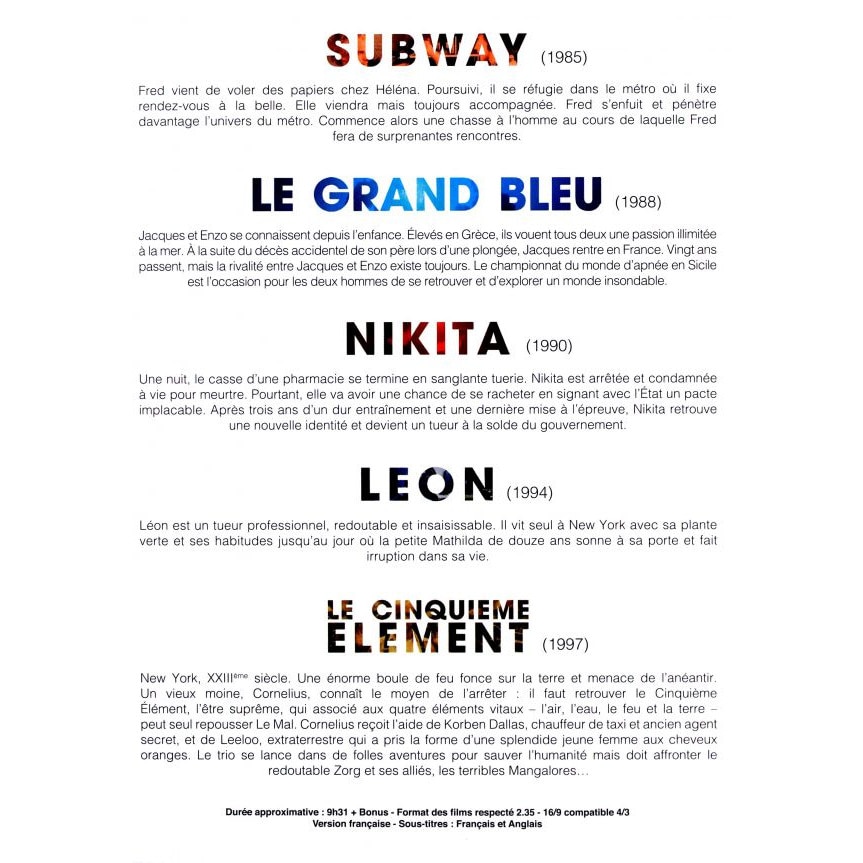 Luc Besson: Subway / The Big Blue / Nikita / Leon: The Professional ...