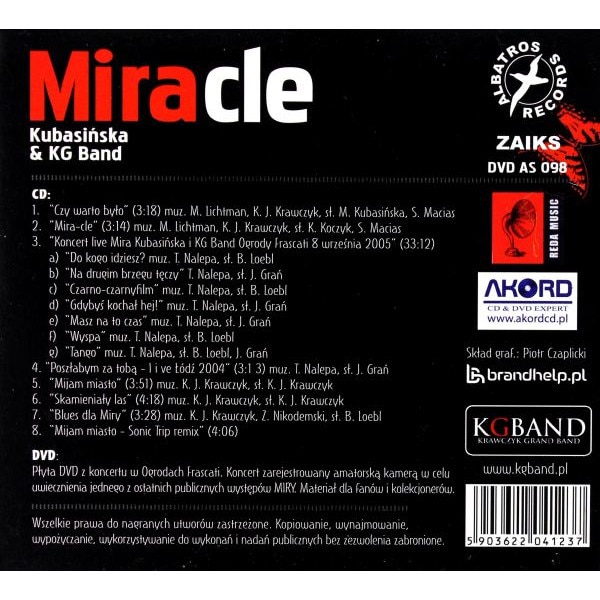 Mira Kubasińska & Kg Band: Miracle [CD]+[DVD] - eMAG.bg