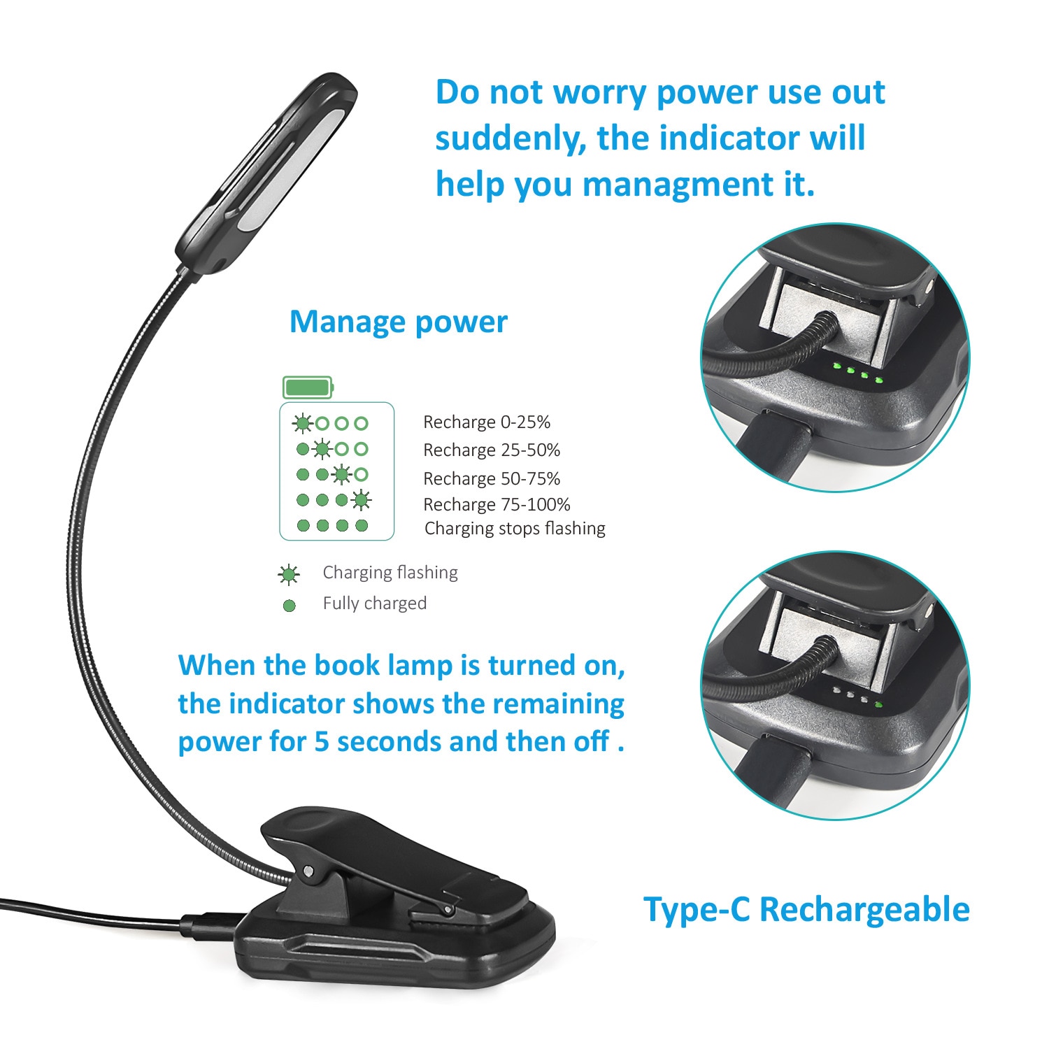 Lampa de lectura cu clema prin USB - eMAG.ro