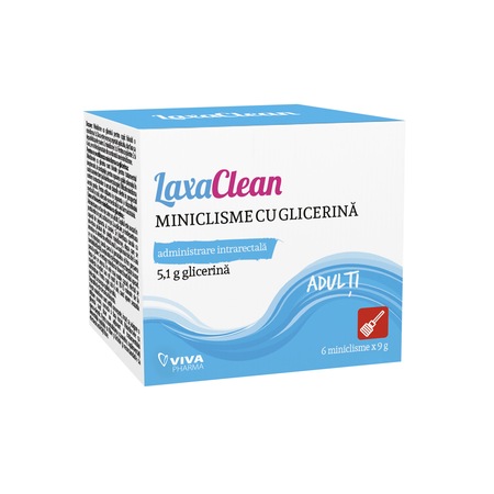 Mini clisme adulti cu glicerina Laxaclean, 6 miniclisme x 5.1 g - eMAG.ro