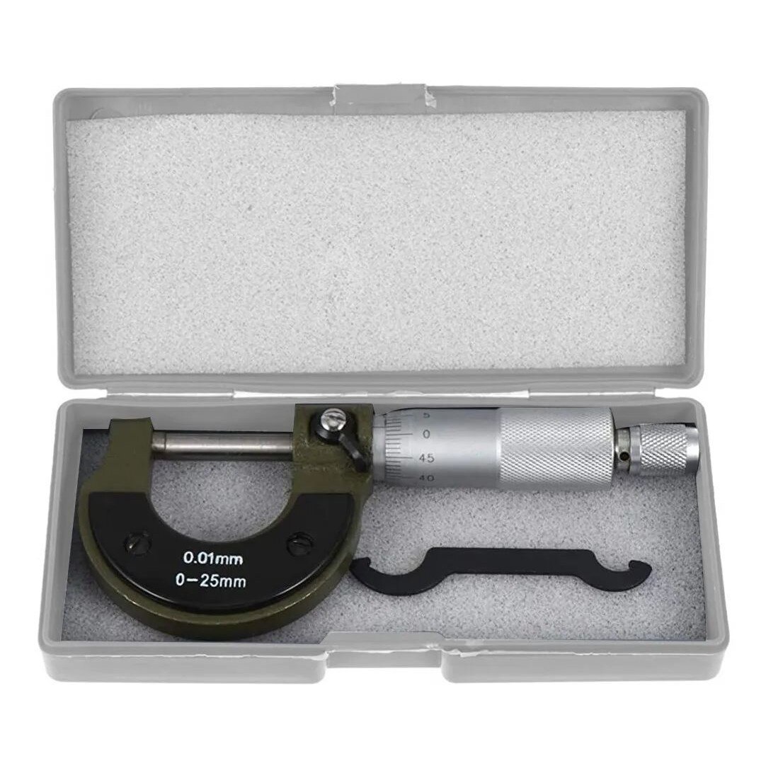 Micrometru, SHAWTY, 0-25 mm, Precizie 0,01 mm, Argintiu/Kaki - eMAG.ro