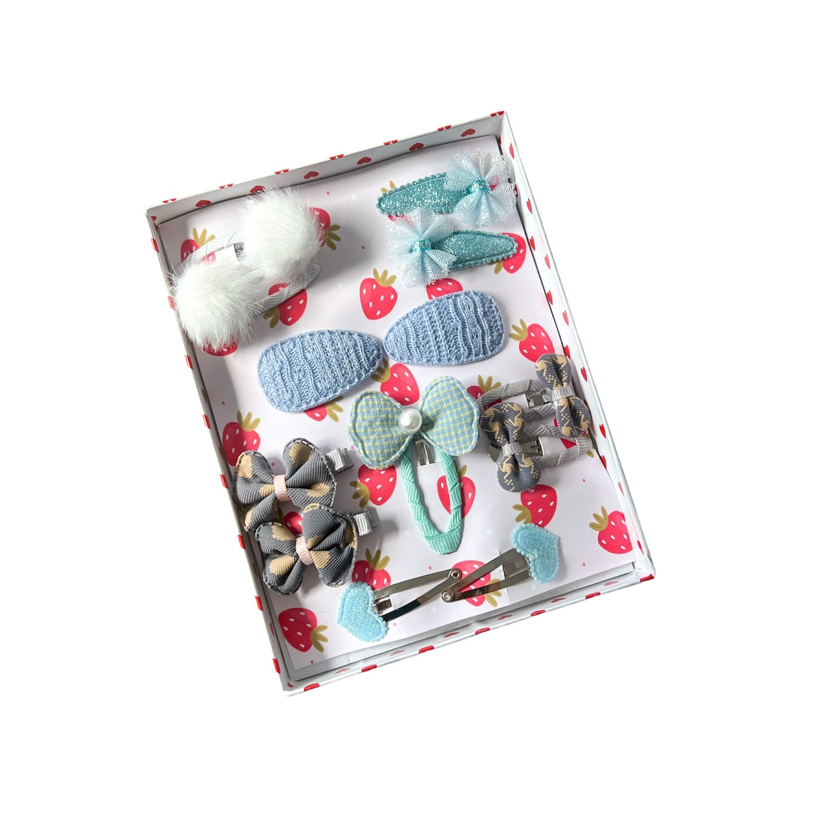 Set 13 accesorii de par pentru fete Alb - Albastru - Gri v2 - eMAG.ro