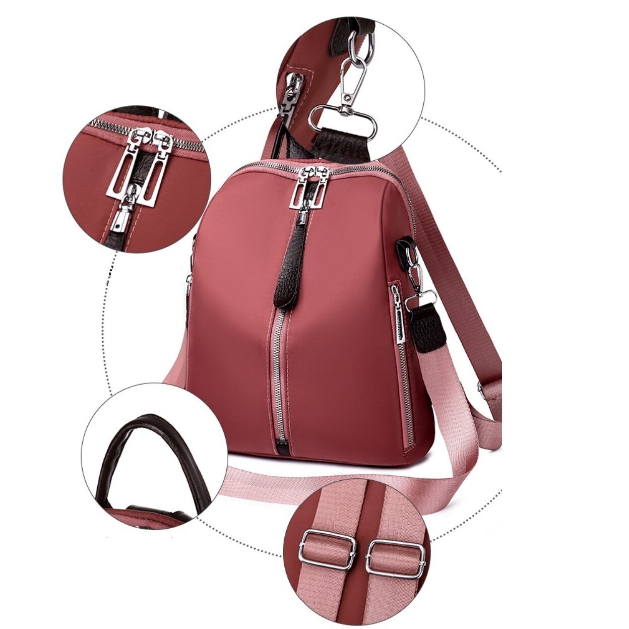 Rucsac dama, de tip geanta, Freeland B956, Poliester, Roz - eMAG.ro