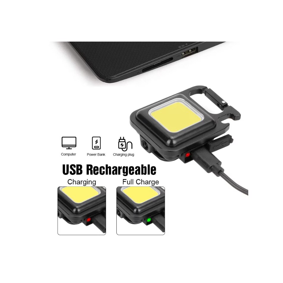 LED джобно фенерче, тип ключодържател, зареждане през usb Type C, за ...