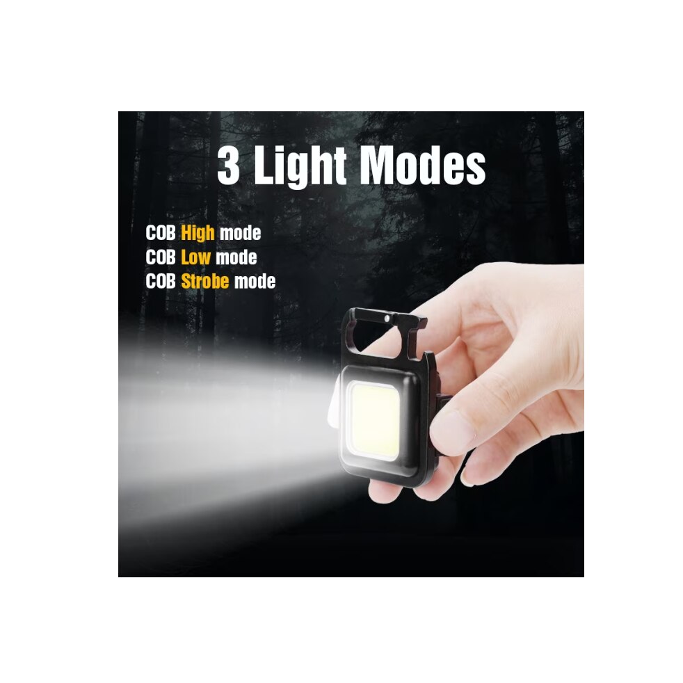 LED джобно фенерче, тип ключодържател, зареждане през usb Type C, за ...