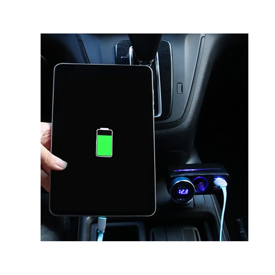 Adaptor Priza Auto, 2 x Soclu Auto, 2 x USB, Rotire 90°, 12/24V ...