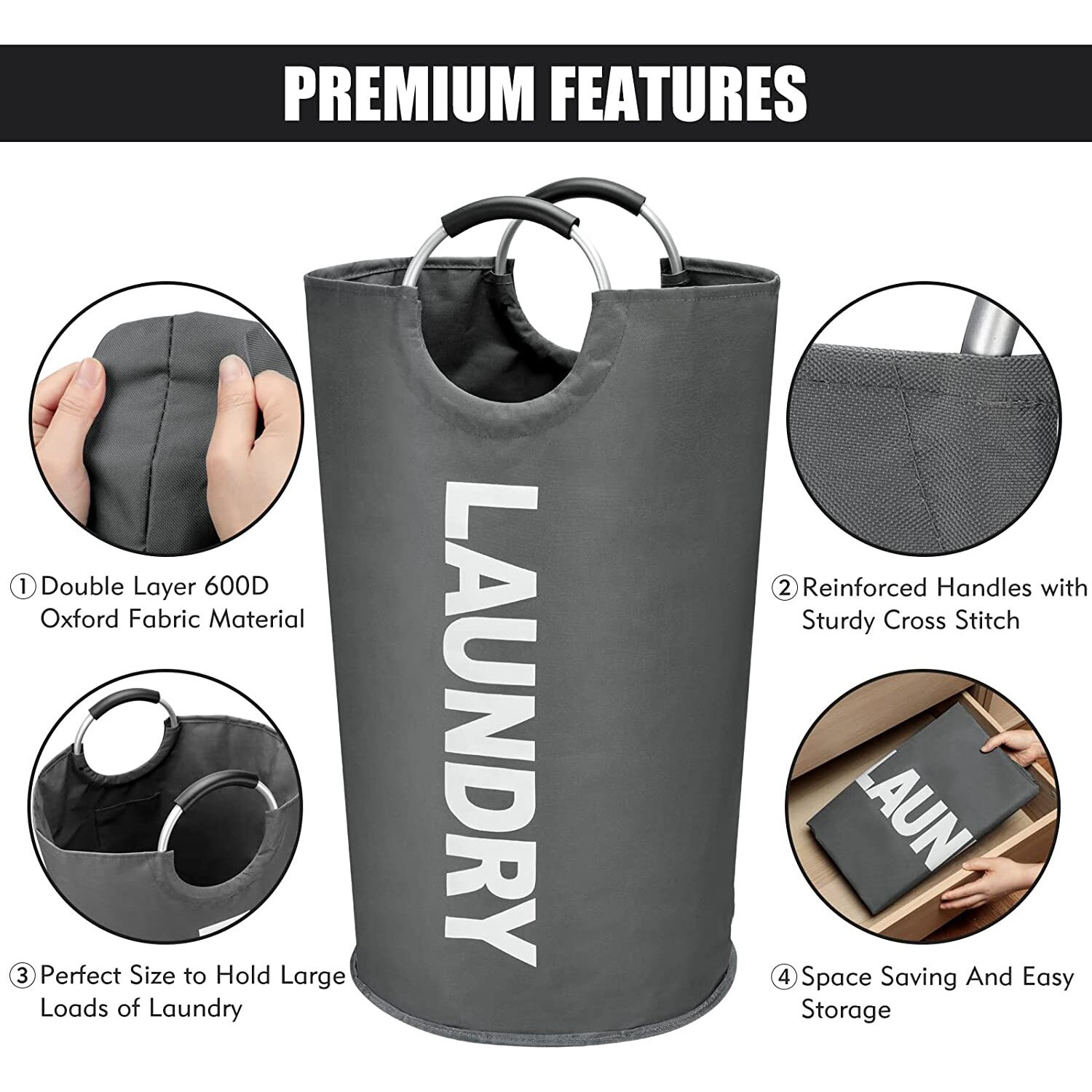 Cosuri de rufe, JRing, Poliester, 125 l, Gri - eMAG.ro