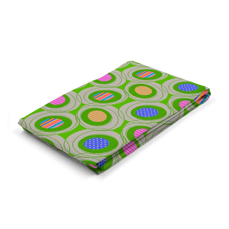 Fata de masa musama Gemitex semitransparenta, gri cu verde, model forme ...