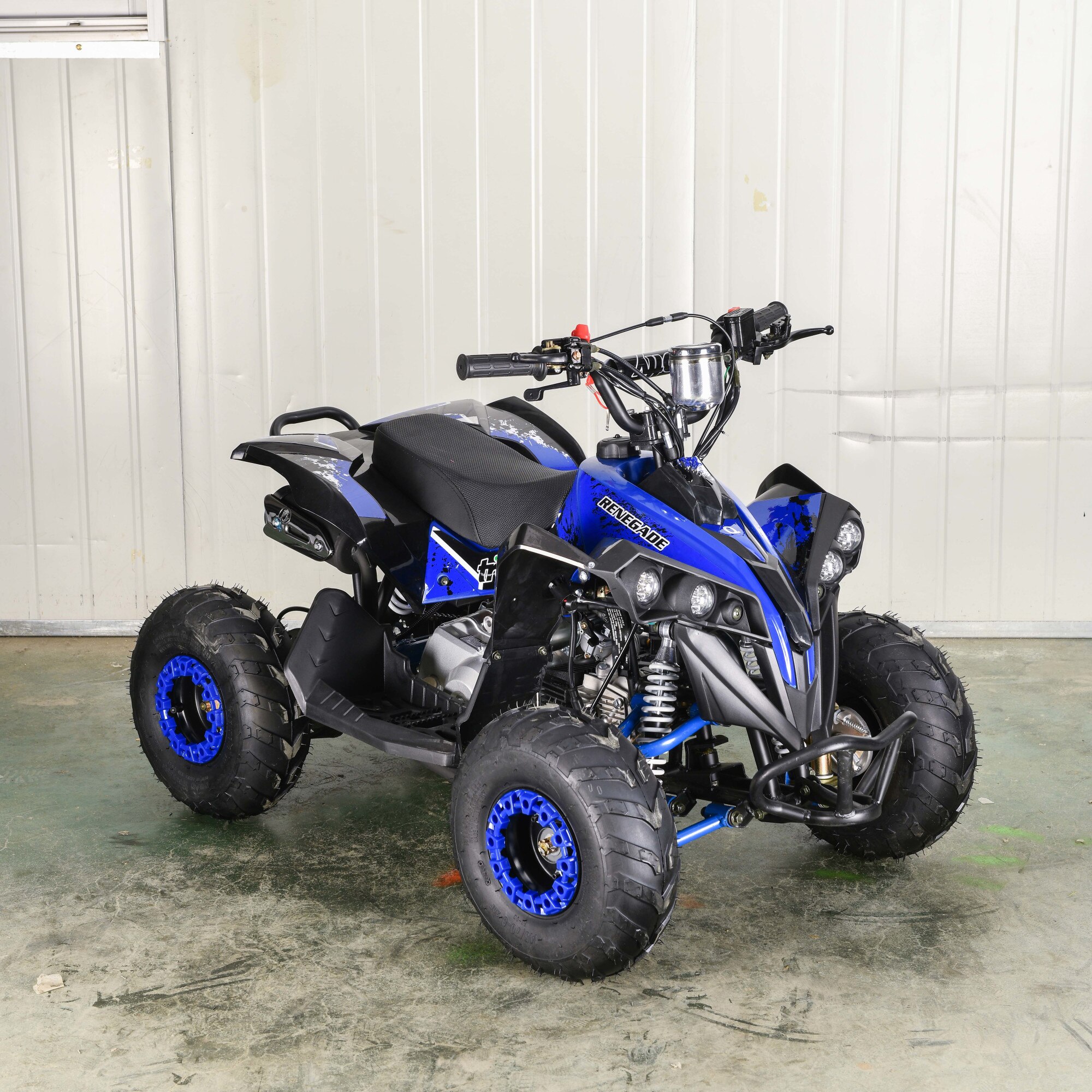 ATV002, motor benzina,110cc, 4 viteze, cutie viteze manuala, transmisie lant, albastru - eMAG.ro
