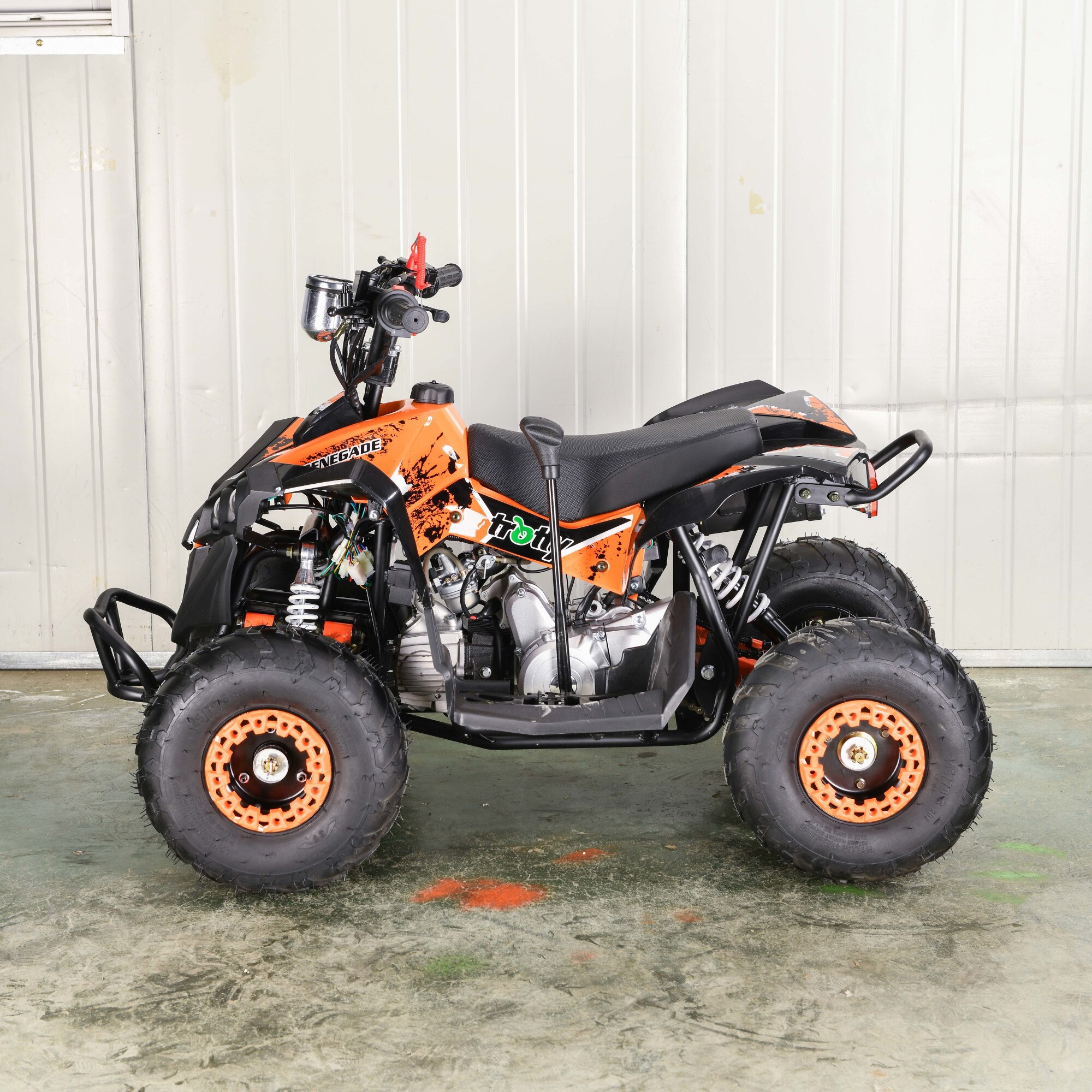 ATV002, motor benzina,110cc, 4 viteze, cutie viteze manuala, transmisie lant, Portocaliu - eMAG.ro