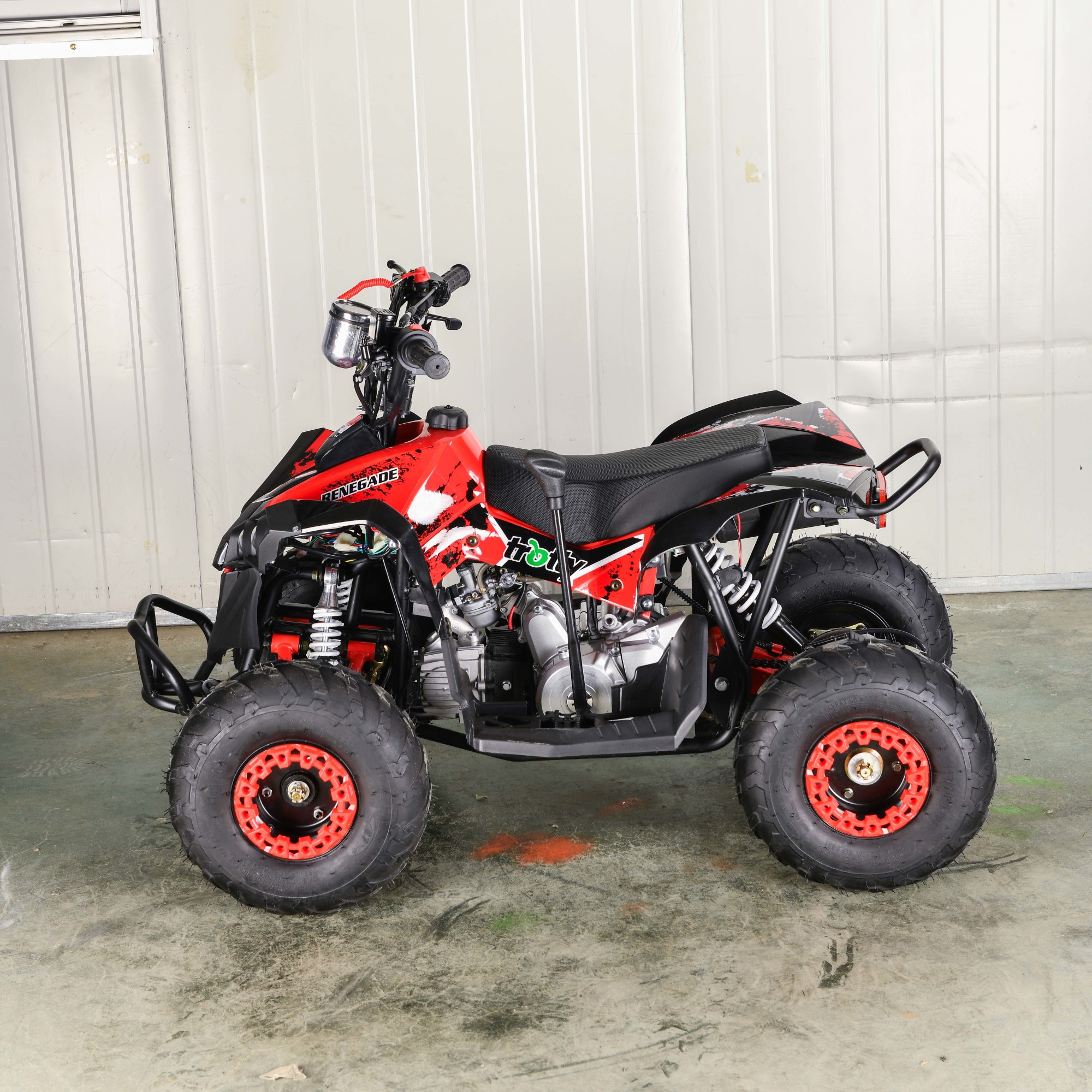 ATV002, motor benzina,110cc, 4 viteze, cutie viteze manuala, transmisie lant, rosu - eMAG.ro