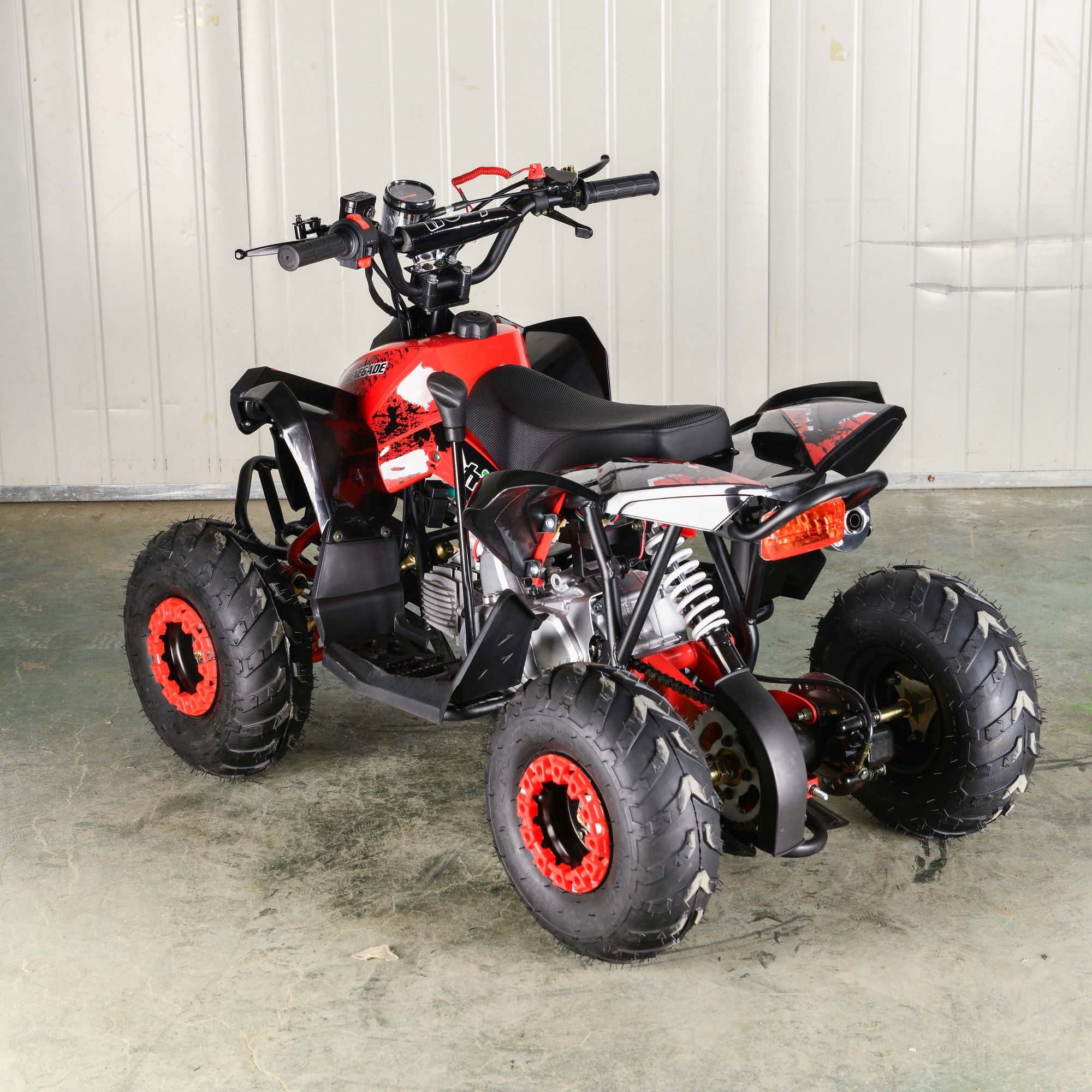 ATV002, motor benzina,110cc, 4 viteze, cutie viteze manuala, transmisie lant, rosu - eMAG.ro