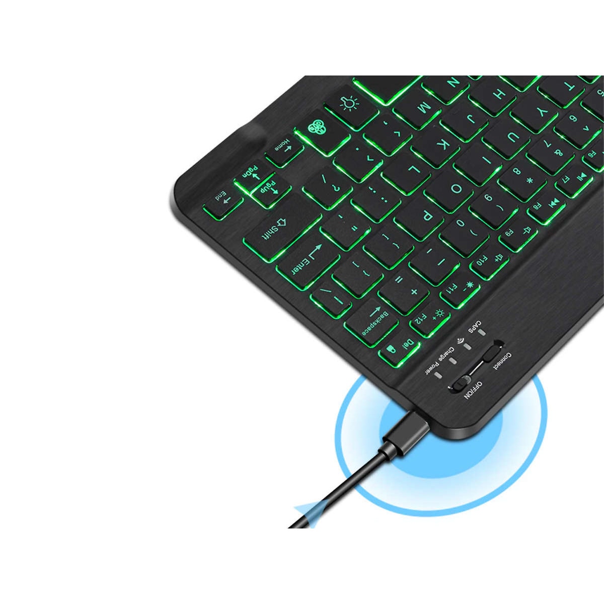 Безжична клавиатура, Alogy, RGB LED, Bluetooth iOS/Android/Windows, Черен - eMAG.bg