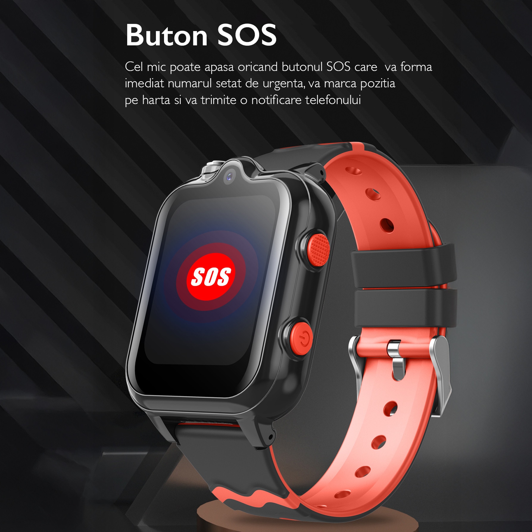 Ceas smartwatch GPS copii cu localizare si telefon Techone™ KT18, 1.7 inch RETINA, 4G LTE, apel ...