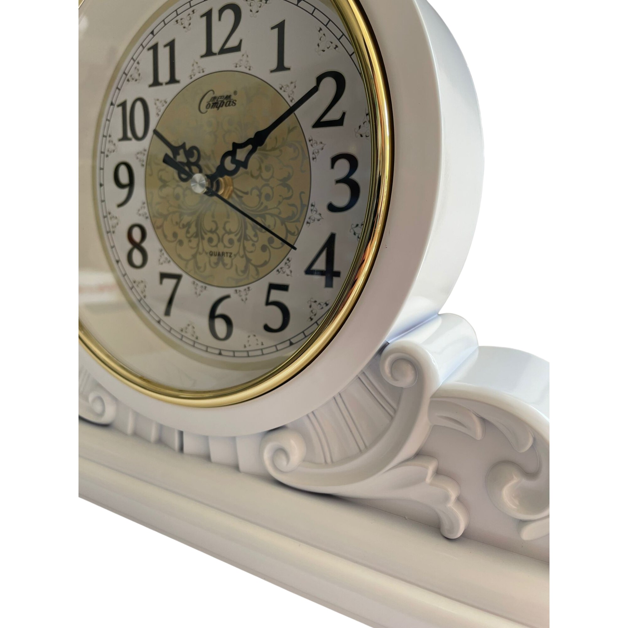 Ceas de masa vintage cu rama lata, alb, 42x8x25 cm - eMAG.ro