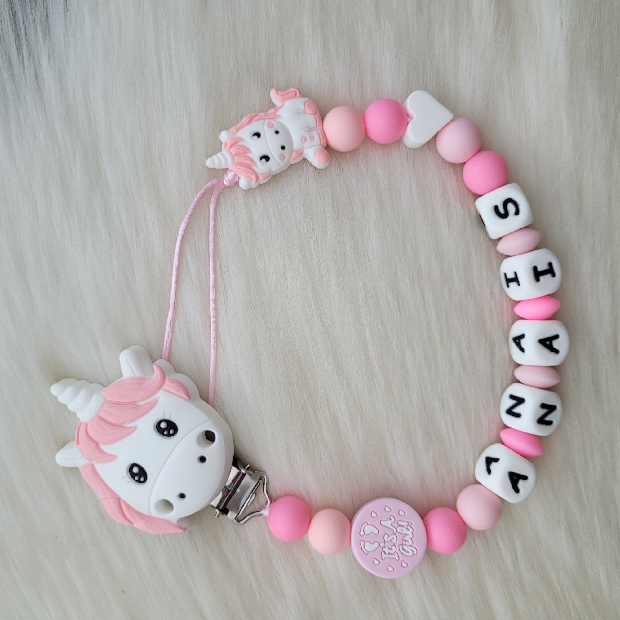 Lantisor pentru suzeta din silicon alimentar, personalizat cu numele ...