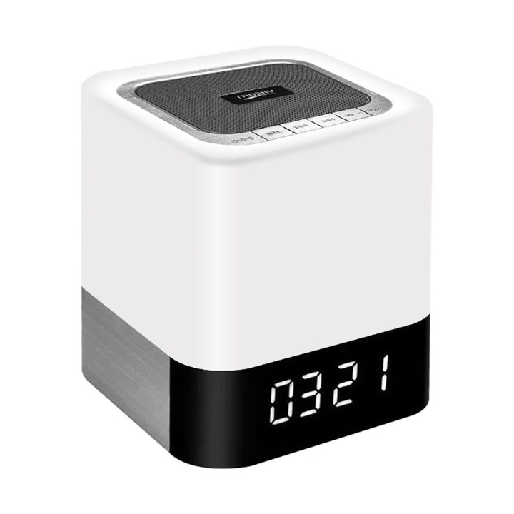 Ceas digital cu boxa Zetify, Bluetooth 4.0, Difuzor, Lumina De Noapte ...