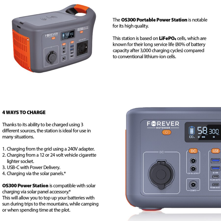 Baterie externa portabila NYTRO OS300, Statie electrica 300W, 92A, 1x ...