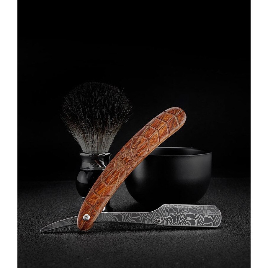 Brici pentru barbierit Sincise cu 10 lame, maner de lemn si otel cu ...