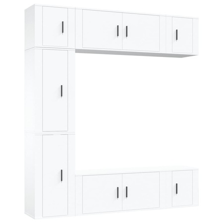 Set dulap TV vidaXL, 7 piese, alb, lemn prelucrat, 100 x 34.5 x 40 cm ...