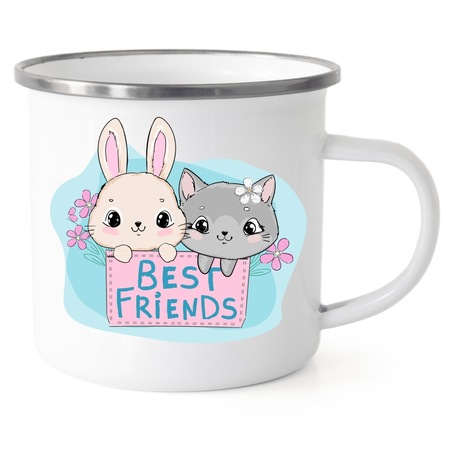 Cana metalica emailata, Best friends, Priti Global, animalute haioase ...