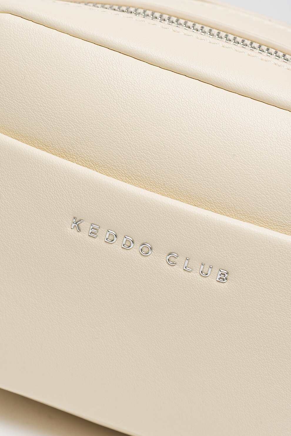 KEDDO, Geanta crossbody de piele ecologica cu aplicatie logo, Crem ...