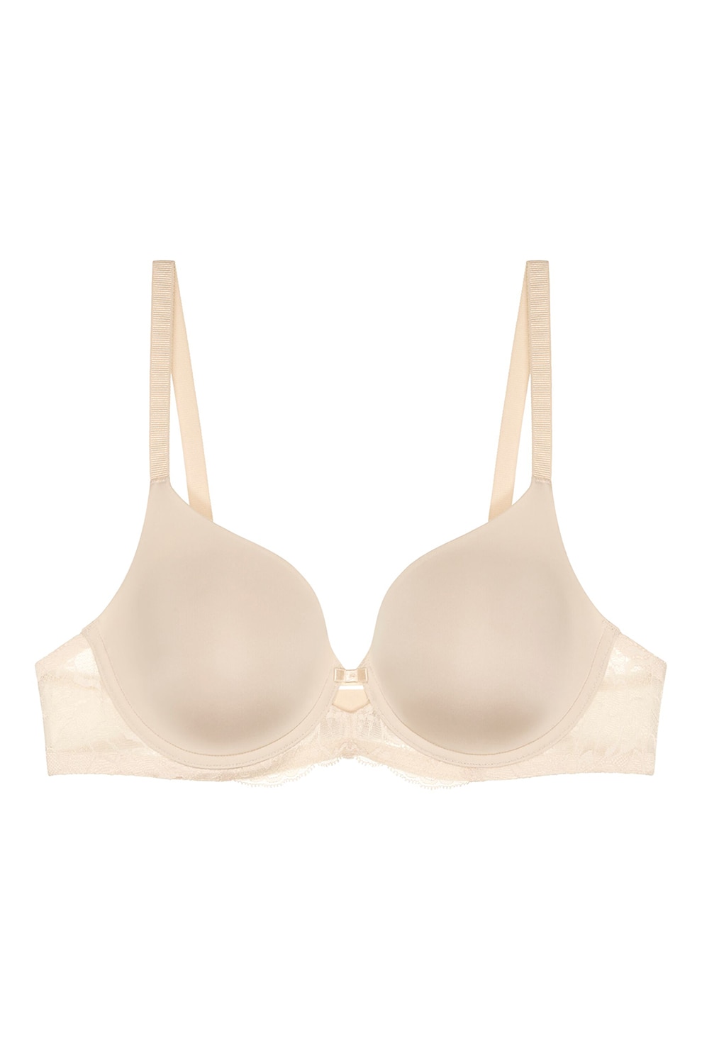 Triumph, Sutien cu burete si garnituri de dantela Amourette Charm, Crem ...