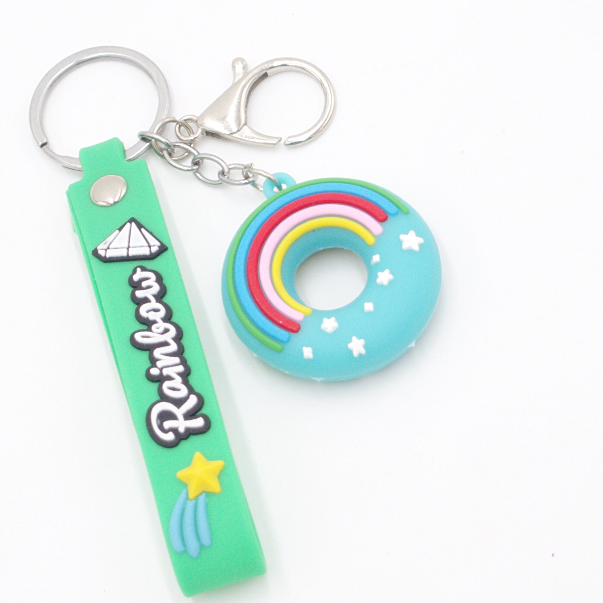 Breloc cu snur gogoasa, verde, model curcubeu - eMAG.ro