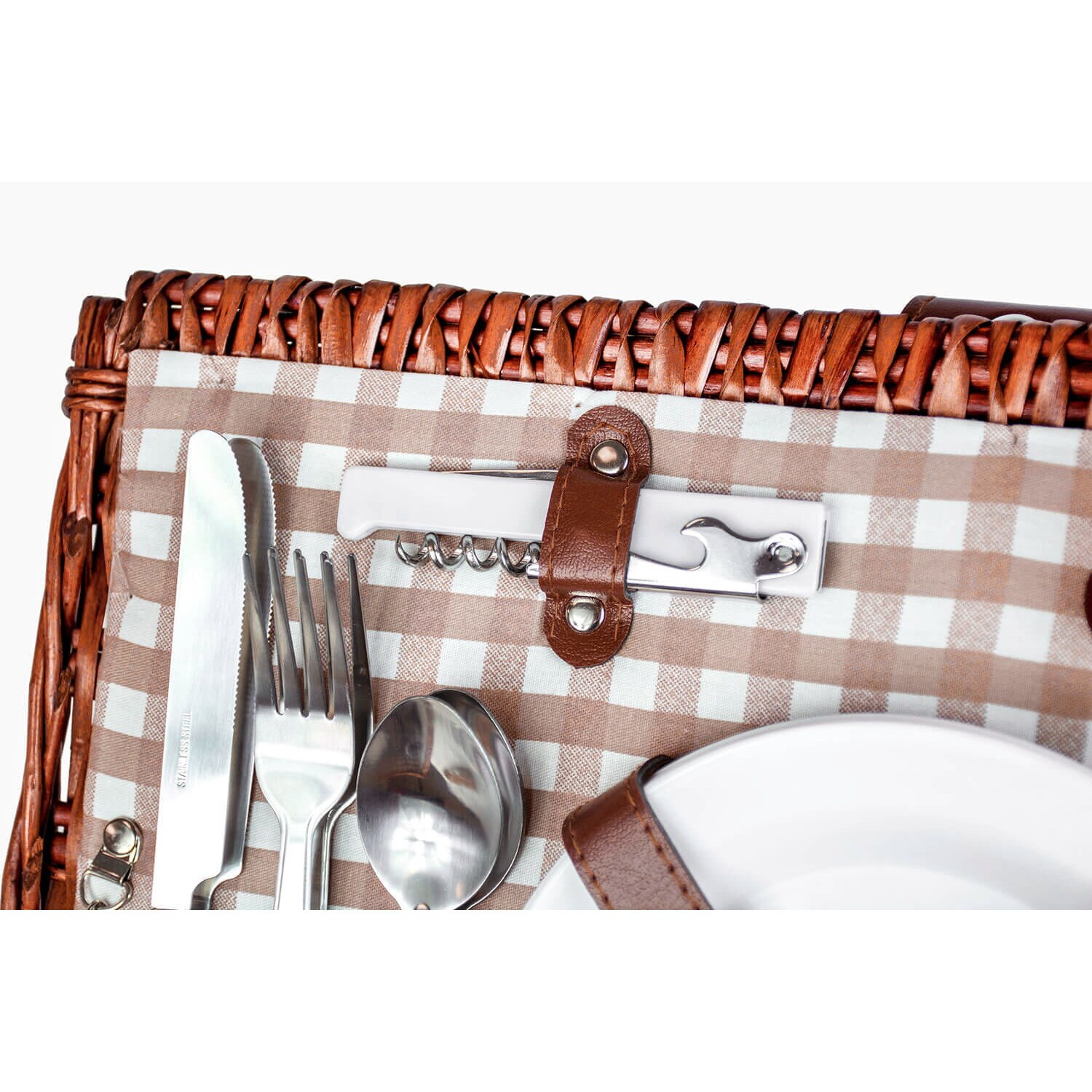 Cos de picnic din rachita impletita, pentru 4 persoane, 37cm x 25cm x ...