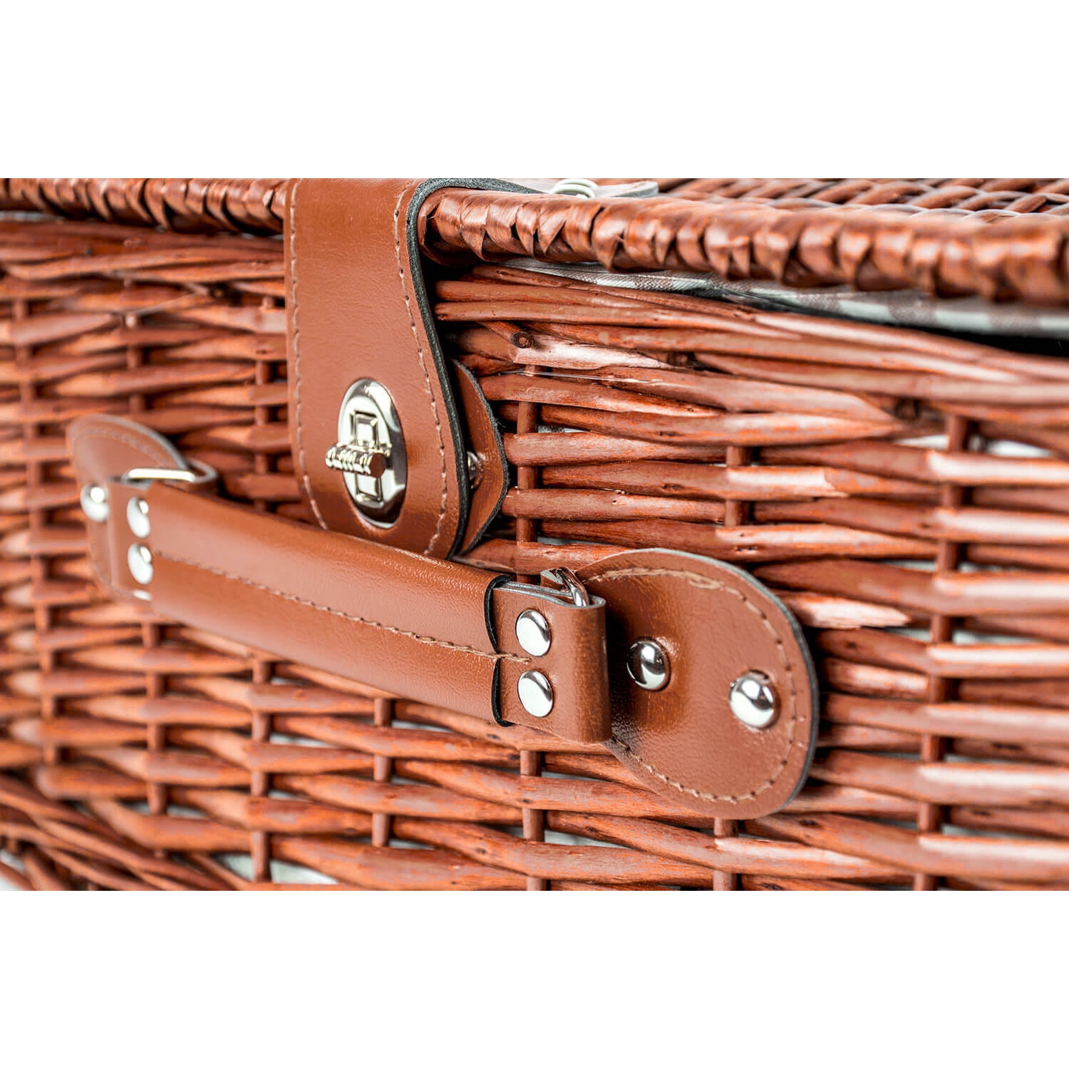 Cos de picnic din rachita impletita, pentru 4 persoane, 37cm x 25cm x ...