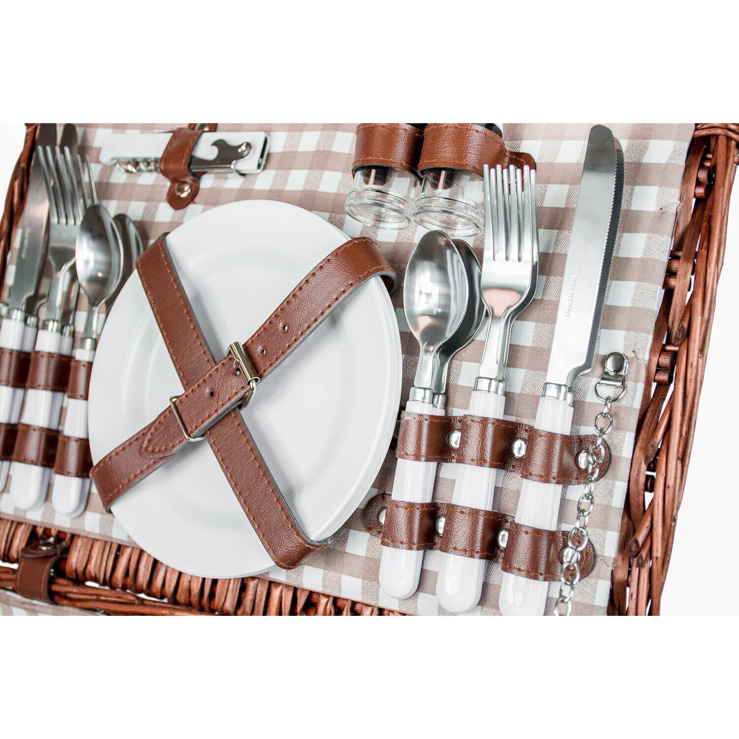 Cos de picnic din rachita impletita, pentru 4 persoane, 37cm x 25cm x ...
