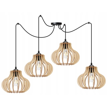 Lustra, Light Home, Spider Timber, Lemn, E27, 200cm, Negru/Bej - eMAG.ro