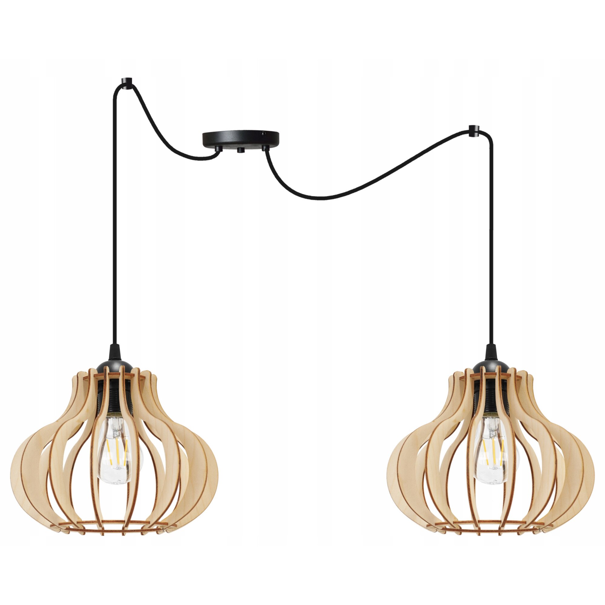 Lustra, Light Home, Lemn, E27, 200 cm, Negru/Bej - eMAG.ro