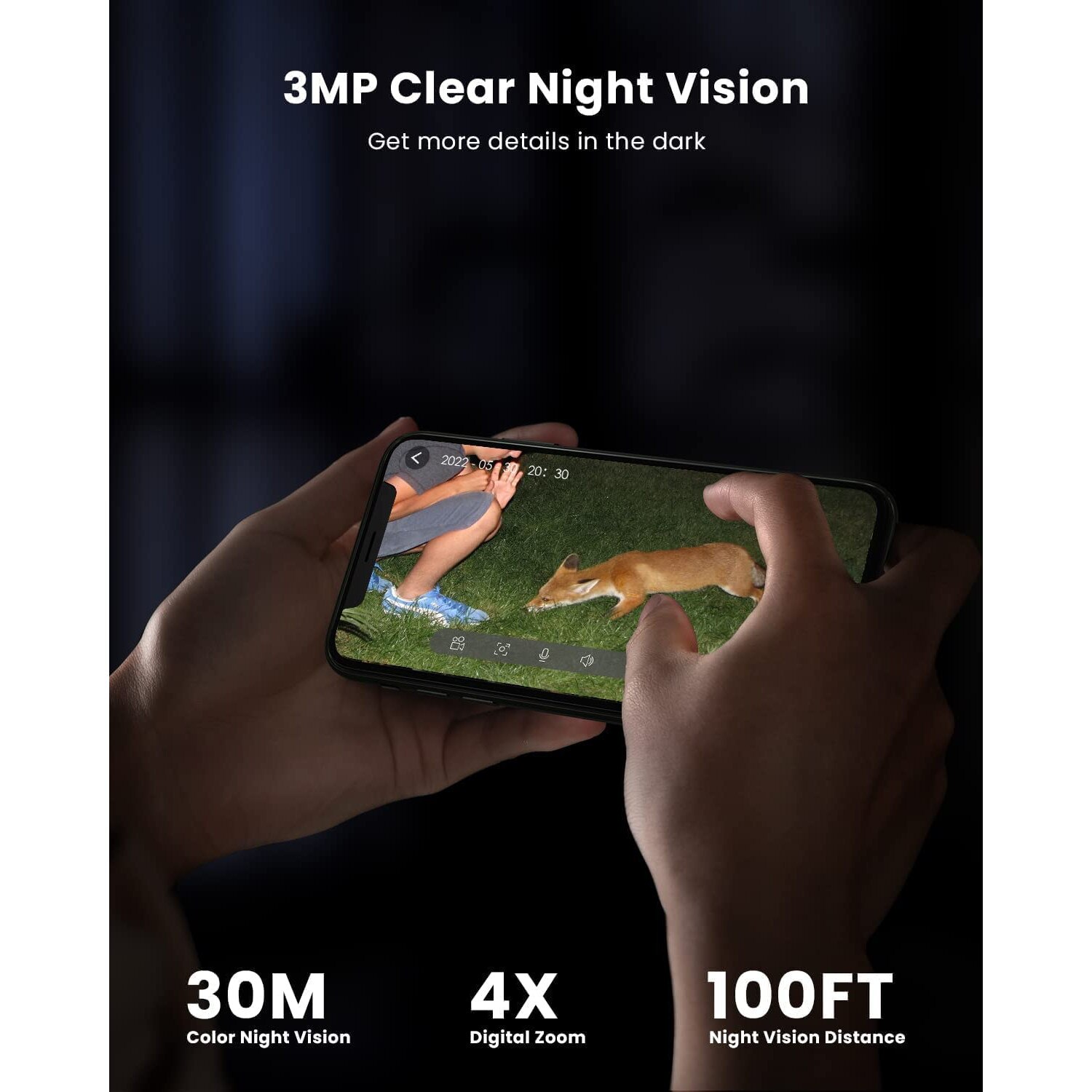 IeGeek Camera de securitate solara, 2K, WiFi, Color Night Vision, Negru ...