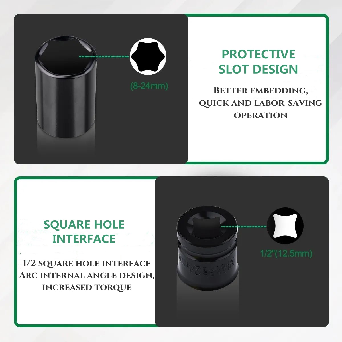 Set trusa tubulare impact, Shawty, Otel, 10 piese 1/2'', 8-24mm, Negru - eMAG.ro