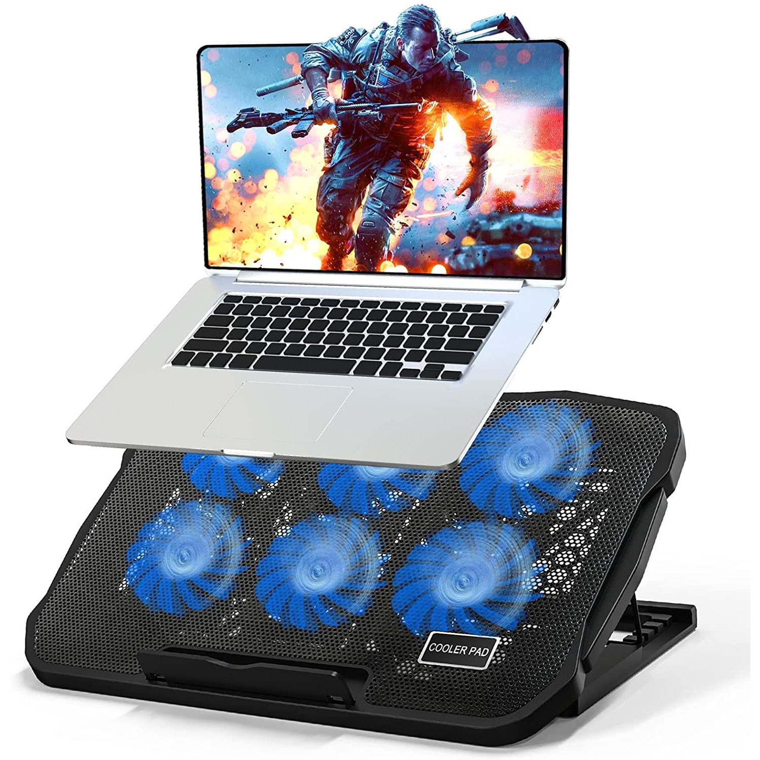 Cooler laptop, cu 6 ventilatoare, dual USB, disiparea caldurii, Non ...