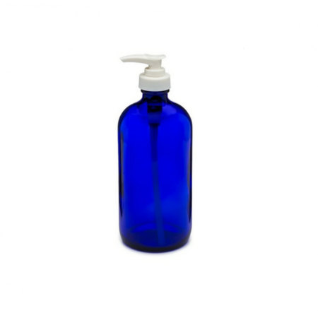 Recipient din sticla albastra cu pompa dozatoare alba 250 ml - eMAG.ro