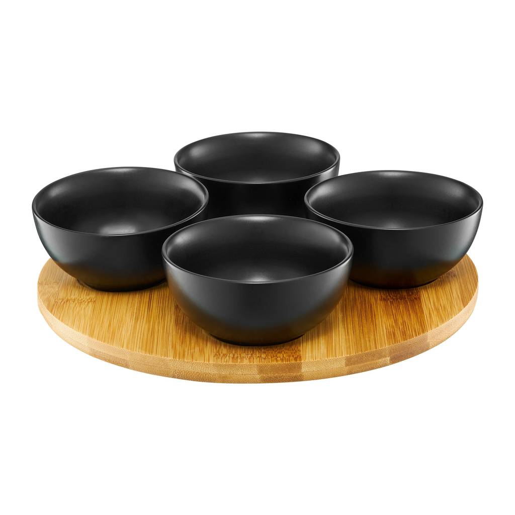 Set boluri rotunde Ambition Natural, 5 piese, portelan, negre - eMAG.ro