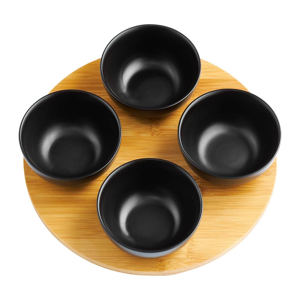 Set boluri rotunde Ambition Natural, 5 piese, portelan, negre - eMAG.ro