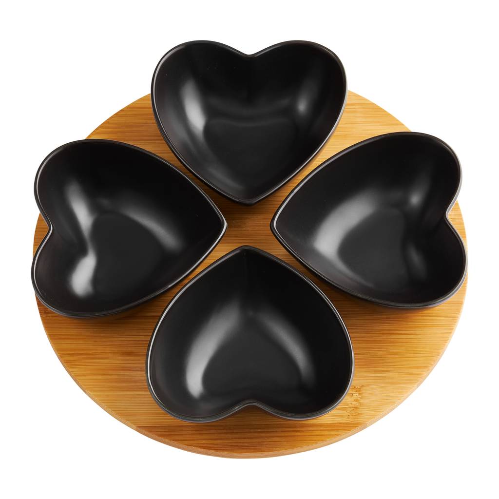 Set boluri inima Ambition Natural, 5 piese, portelan, negre - eMAG.ro