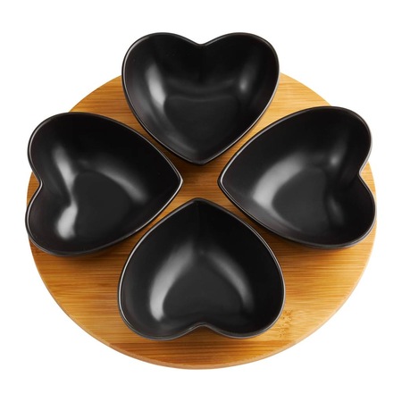 Set boluri inima Ambition Natural, 5 piese, portelan, negre - eMAG.ro